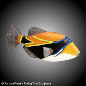 Hawaiian Humu Humu Trigger Fish Wall Sculpture Hand Carved Made to ...