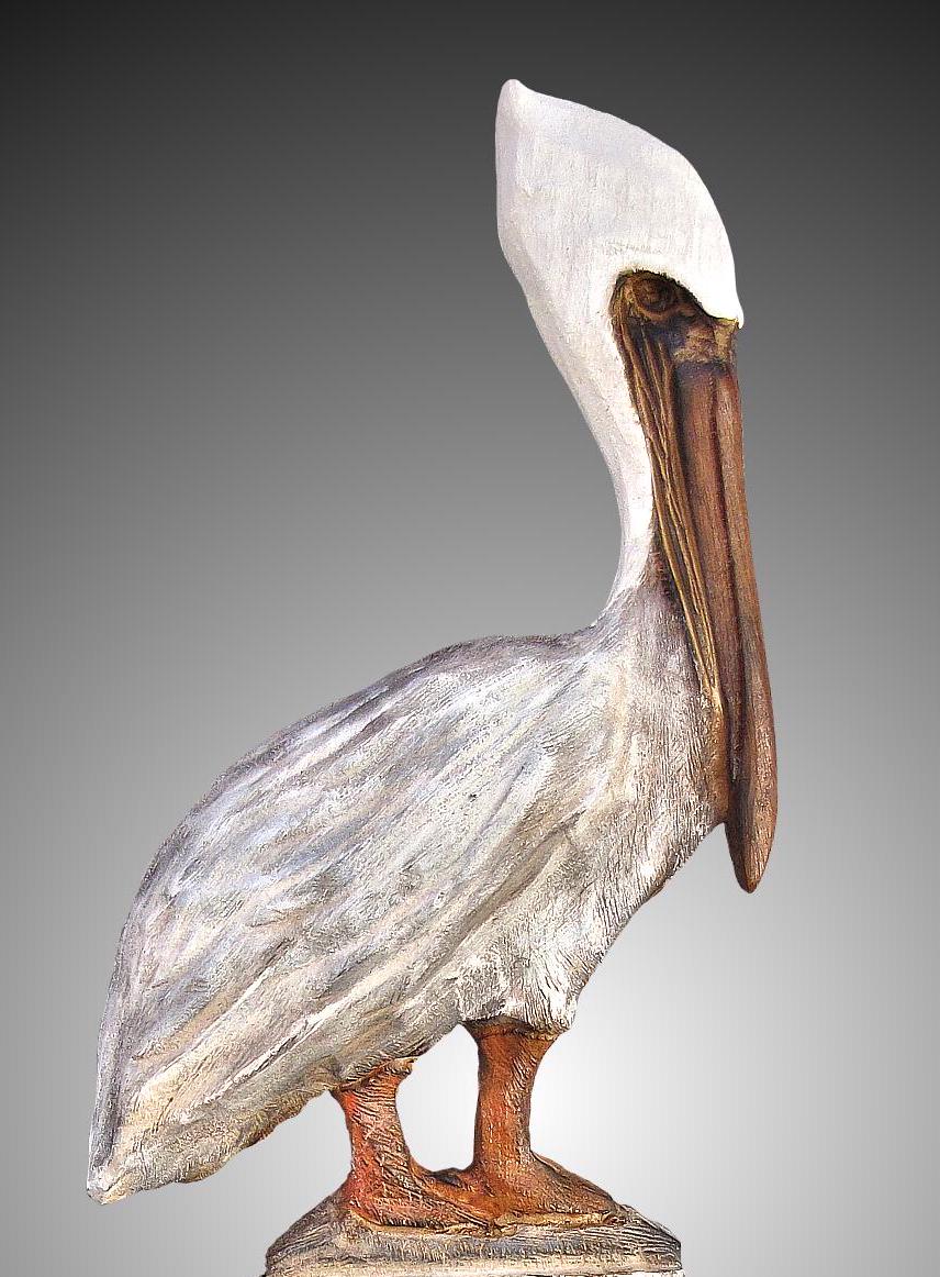 Hand Carved Alder Wood Pelican Sculpture: Coastal Wall Art - Etsy