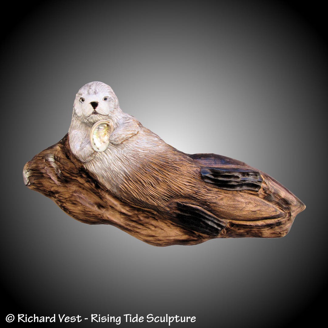 Hand Carved Abalone Sea Otter Alder Wood Wall Sculpture - Etsy
