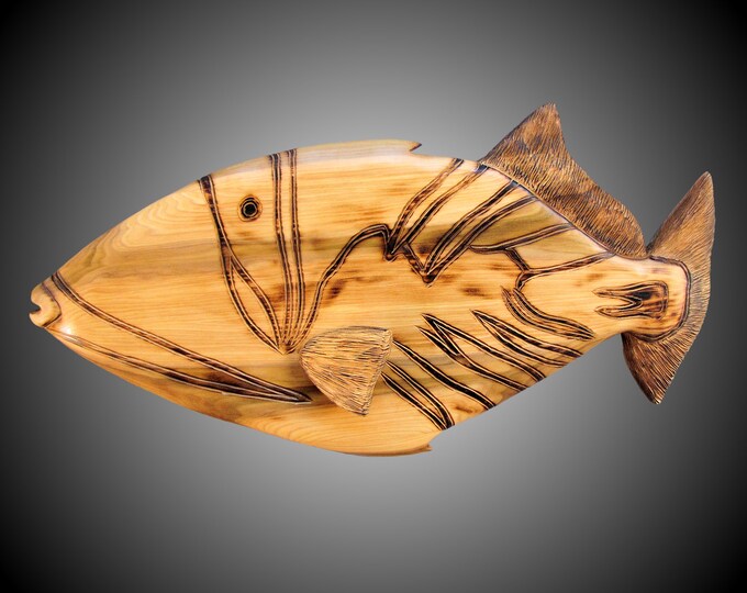 Picasso Triggerfish Intarsia Wall Hanging, Wooden Tropical Fish Carving ...