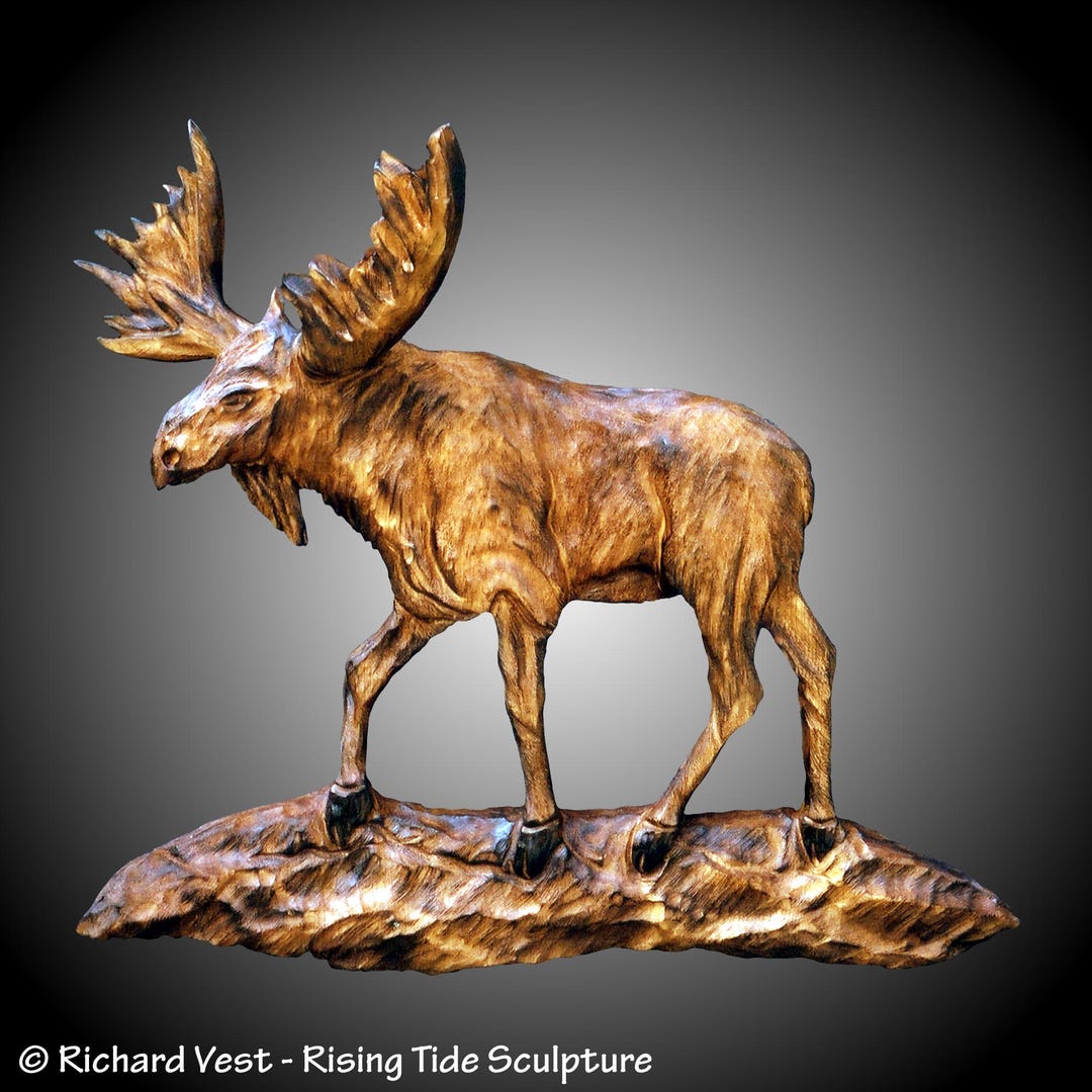 Large Hand Carved Wood Moose Wall Sculpture: Rustic Wildlife Decor - Etsy