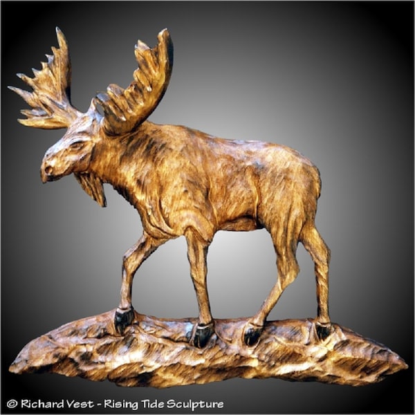 Large Wood Carved Moose - Etsy