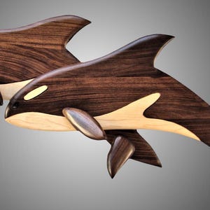 Hand Carved Twin Orca Wall Sculpture: Black Walnut & Maple Wood - Etsy