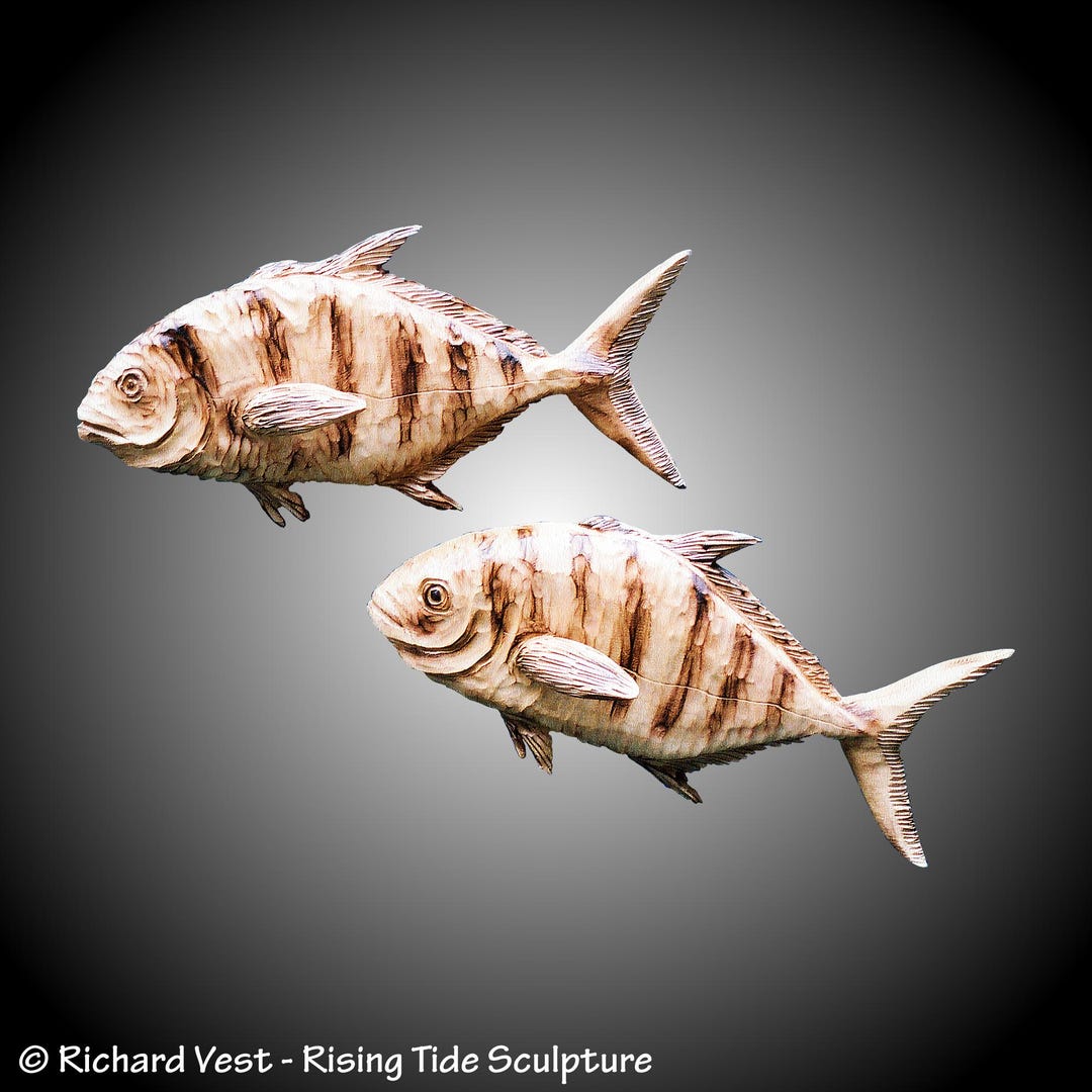 Yellow Jack Fish Set Wall Carvings - Etsy