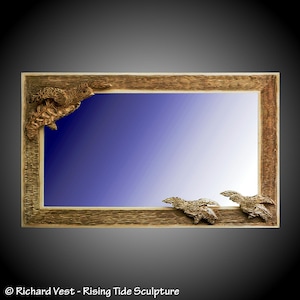 Sea Turtle Family Wall Mirror Horizontal in Alder Wood Hand Carved Made ...