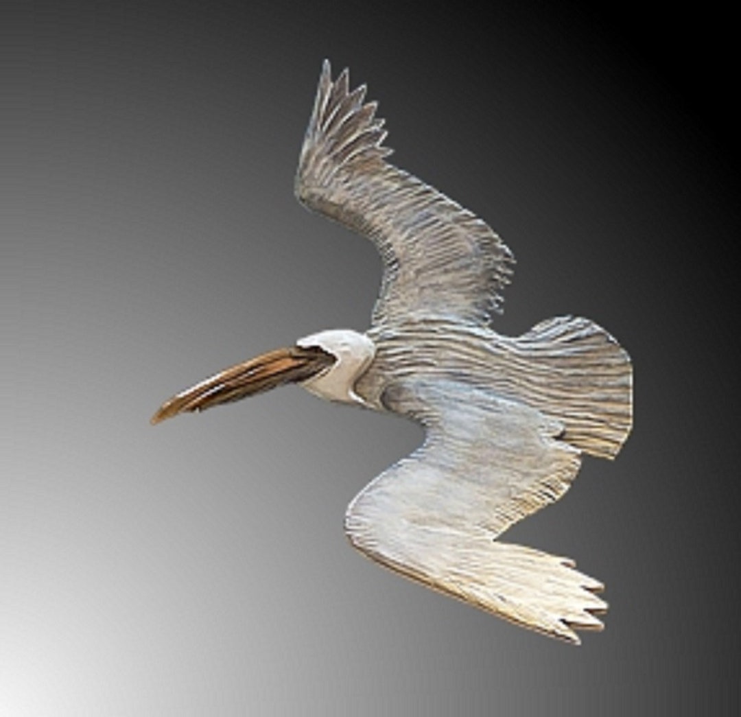 Pelican Flying Wall Hanging Hand Carved Wood Decor Made to - Etsy