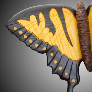 Butterfly Version 3 Wall Carving Hand Made to Order in Alder Wood Black ...