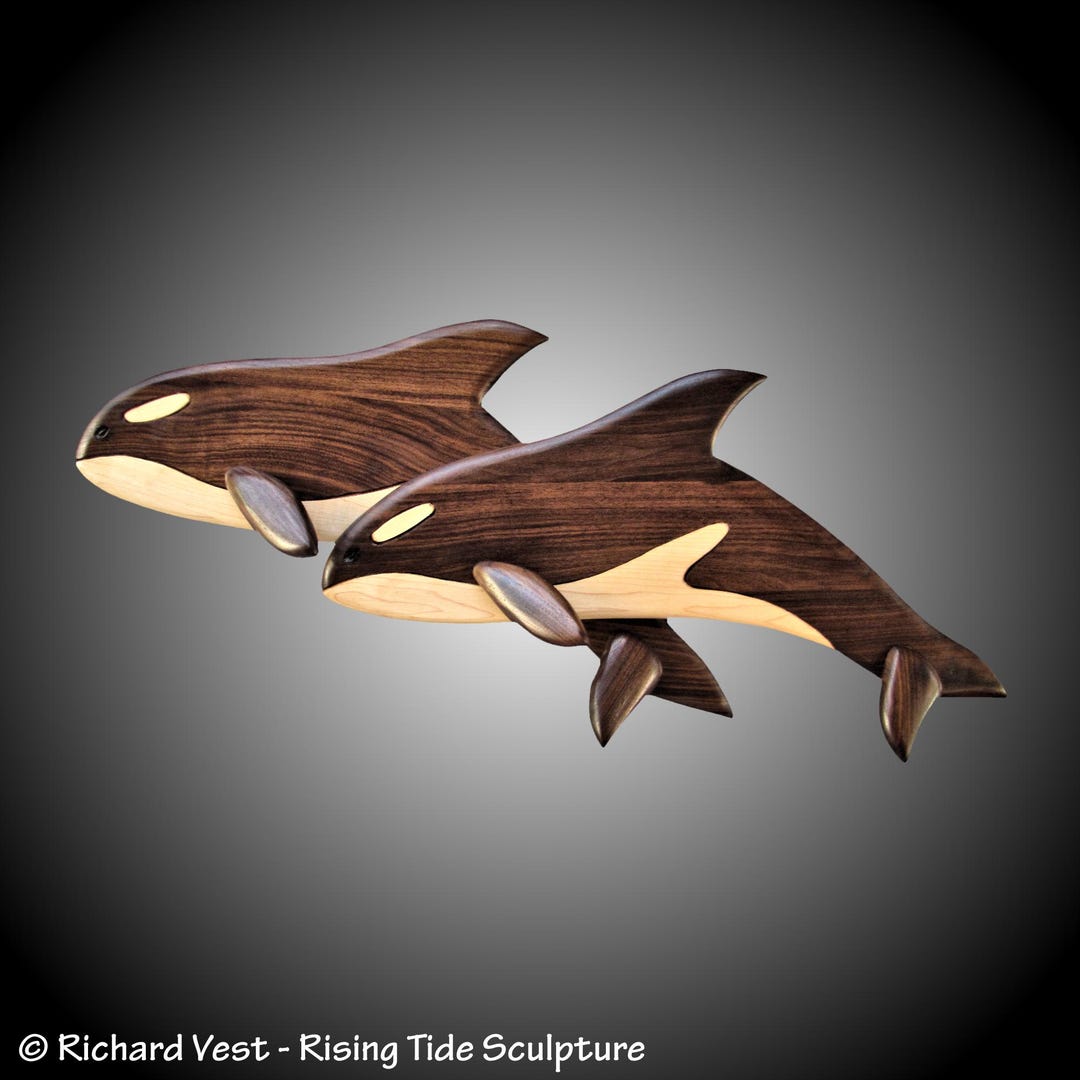 Hand Carved Twin Orca Wall Sculpture: Black Walnut & Maple Wood - Etsy