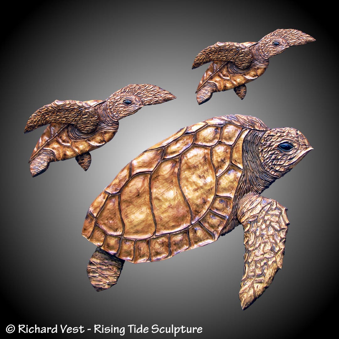Sea Turtles Family Grouping in Alder Wood Wall Hanging Hand Carved Wall Decor Made to Order Wall ...