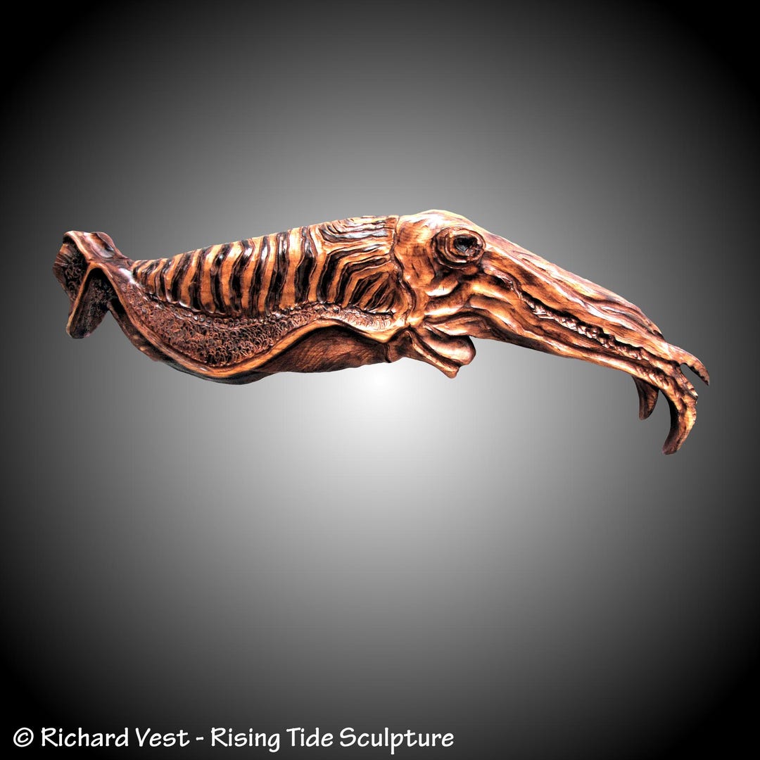Cuttlefish Wall Carving Hand Carved Made to Order Alder Wood Tung Oil ...