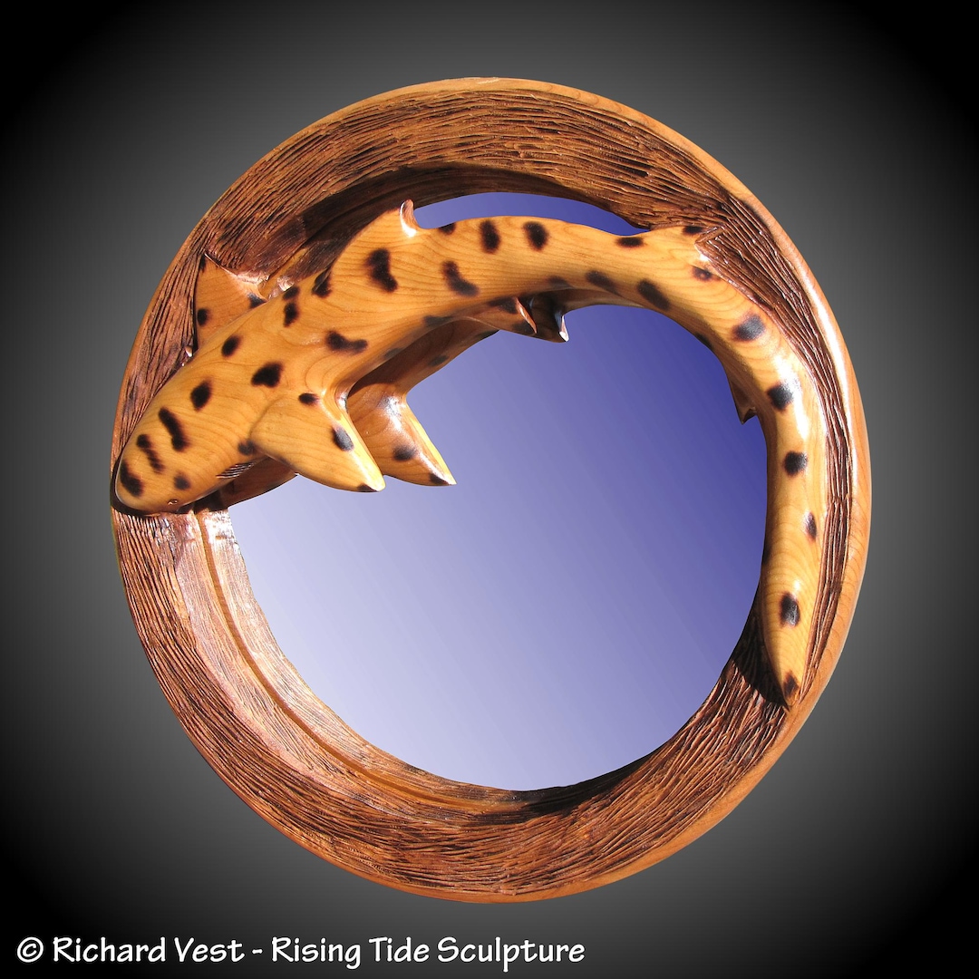 Wall Mirror/leopard Shark Design/ Hand Made to Order Alder Wood Frame ...