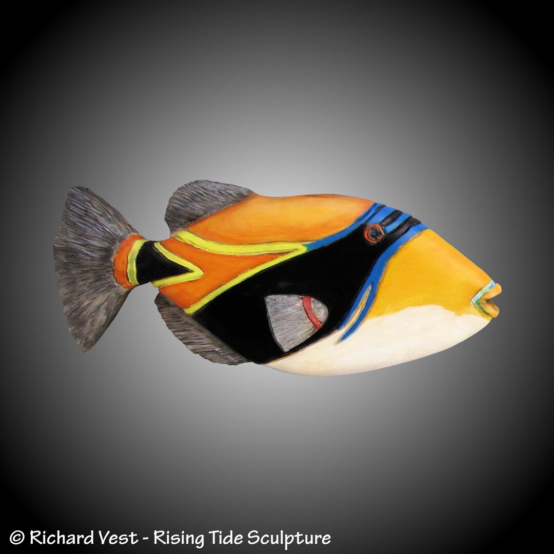 Hawaiian Humu Humu Trigger Fish Wall Sculpture Hand Carved Made to ...