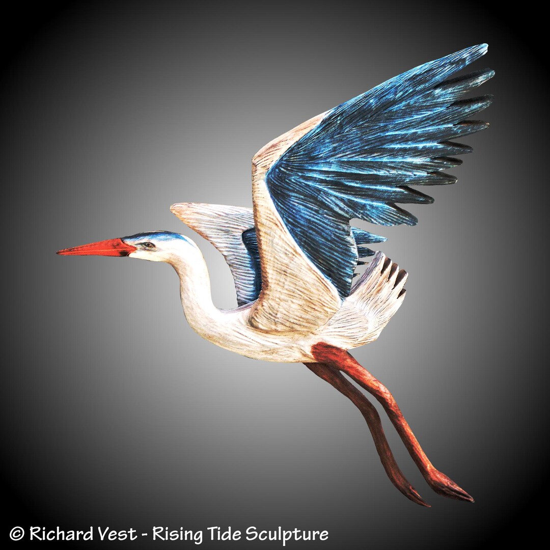 Blue Heron Wall Wood Carving - Etsy