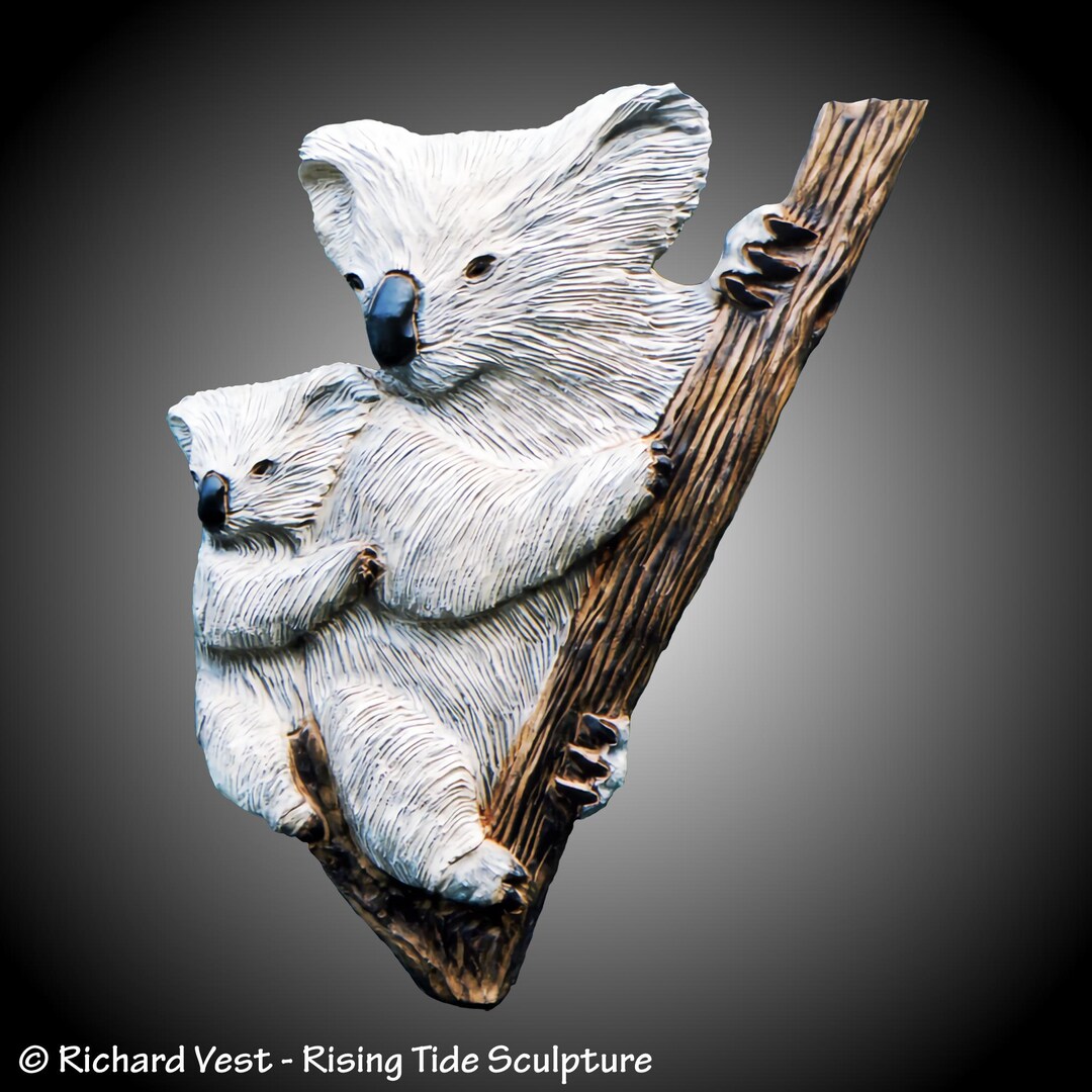 Hand Carved Koala Sculpture: Mother and Baby Alder Wood Wall Hanging - Etsy