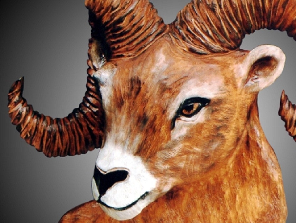 Ram Head Wall Carving Version 1 | Etsy