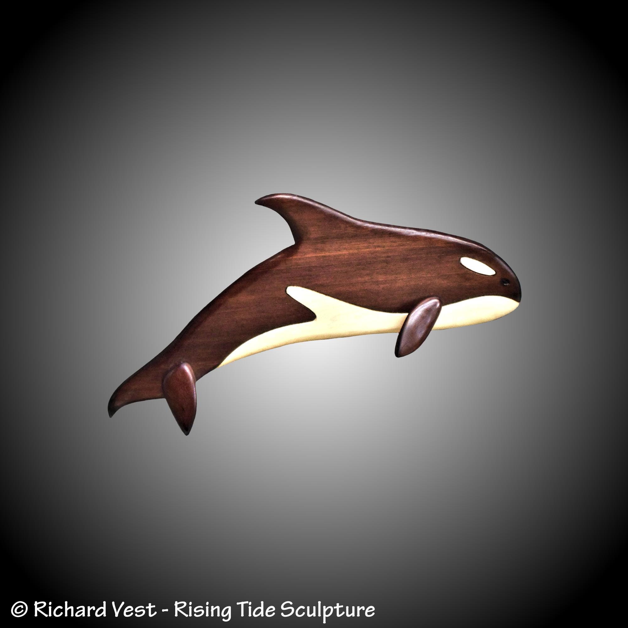 Hand Carved Orca Whale Wall Sculpture: Black Walnut & Maple - Etsy