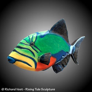 Queen Trigger Fish Wall Carving Hand Carved Made to Order Sculpture ...