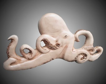 Octopus Carving Release the Kraken Wood Carving Octopus Decor Wall ...
