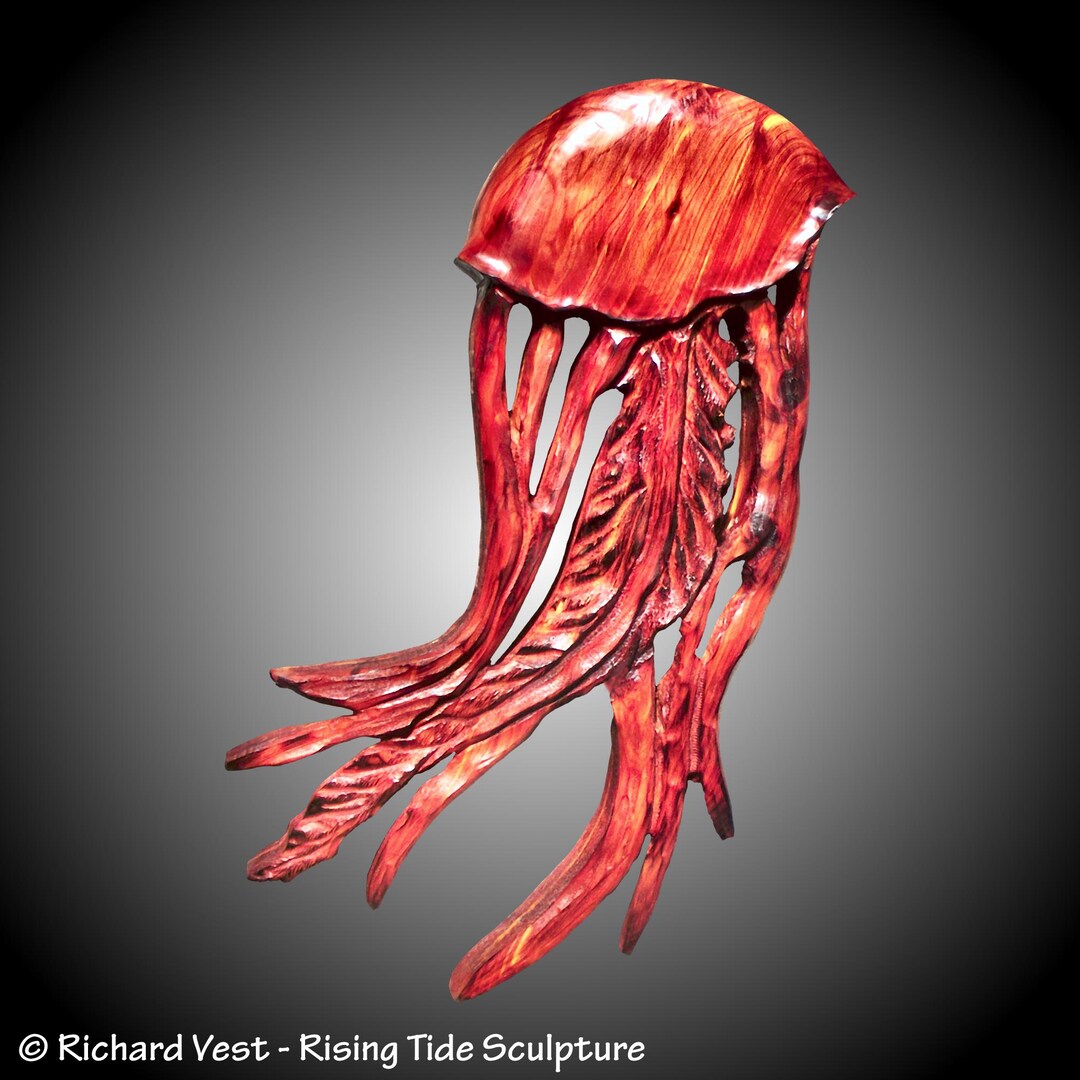 Hand Carved Jellyfish Wall Sculpture: Tennessee Red Cedar Art - Etsy