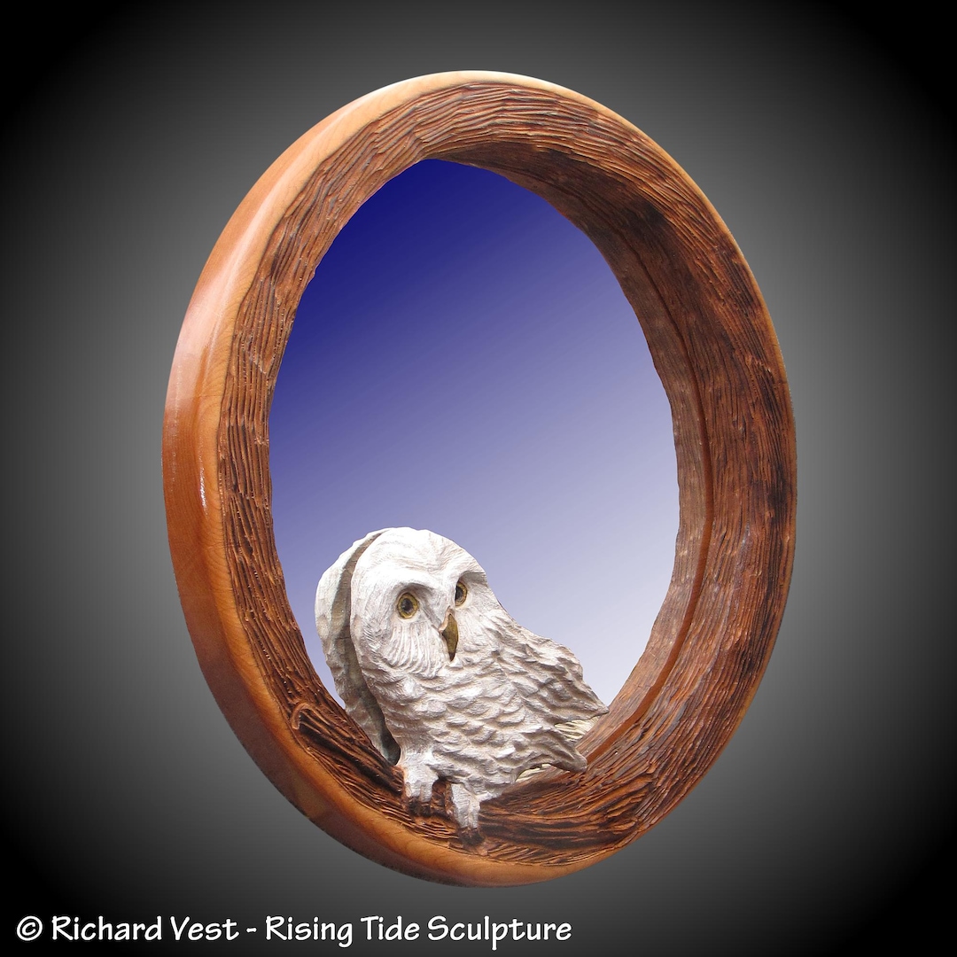 Owl Predator Night Bird Wall Mirror Wall Hanging Hand Carved Decor Made ...
