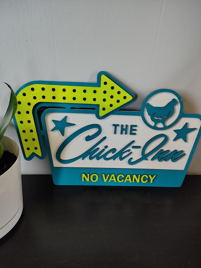 Retro Chick Inn Chicken Wall Sign Motel Mid-century - Etsy