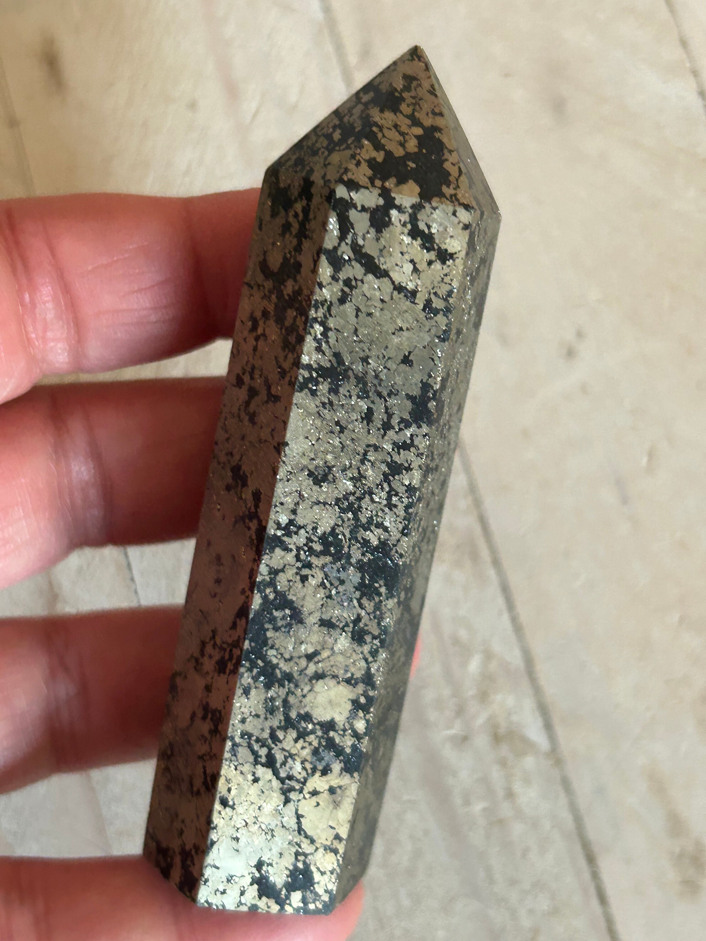 Apache Pyrite Tower Pyrite With Black Magnetite and Quartz Point Pyrite ...