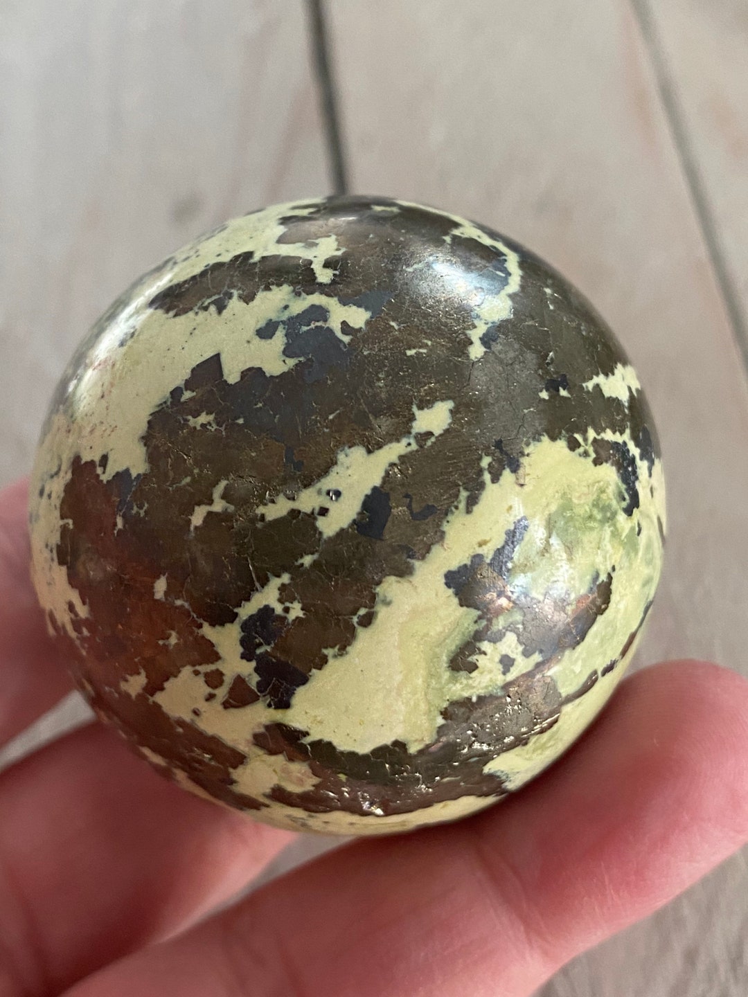 Peruvian Serpentine With Pyrite Orb and Stand Serpentine Sphere Crystal ...