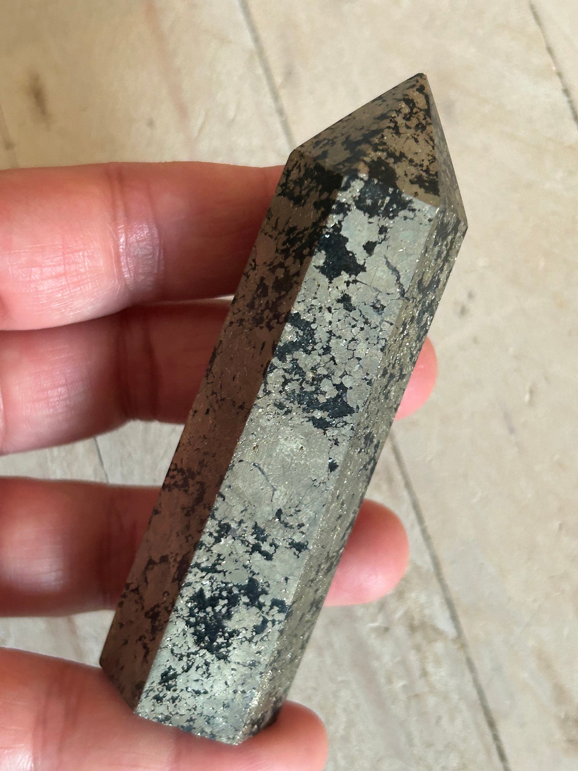 Apache Pyrite Tower Pyrite With Black Magnetite and Quartz Point Pyrite ...