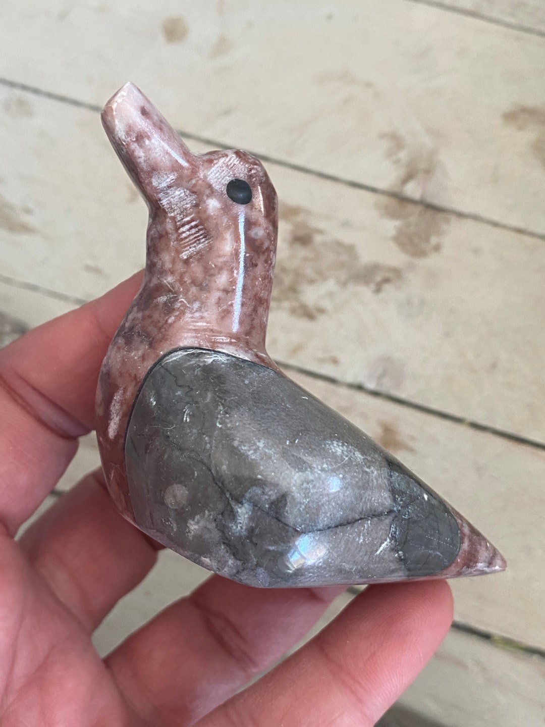 Pair of Marbleized Onyx Duck Totem Bird Totem Animal Carving Carved ...