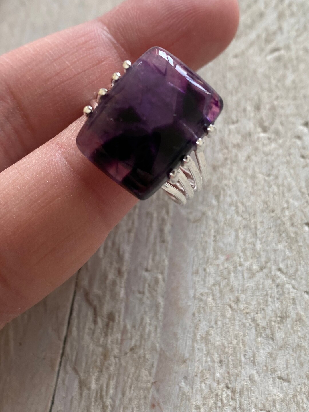 Deep Purple Trapiche Amethyst Ring Size 8 Trapiche Stone Ring - Etsy