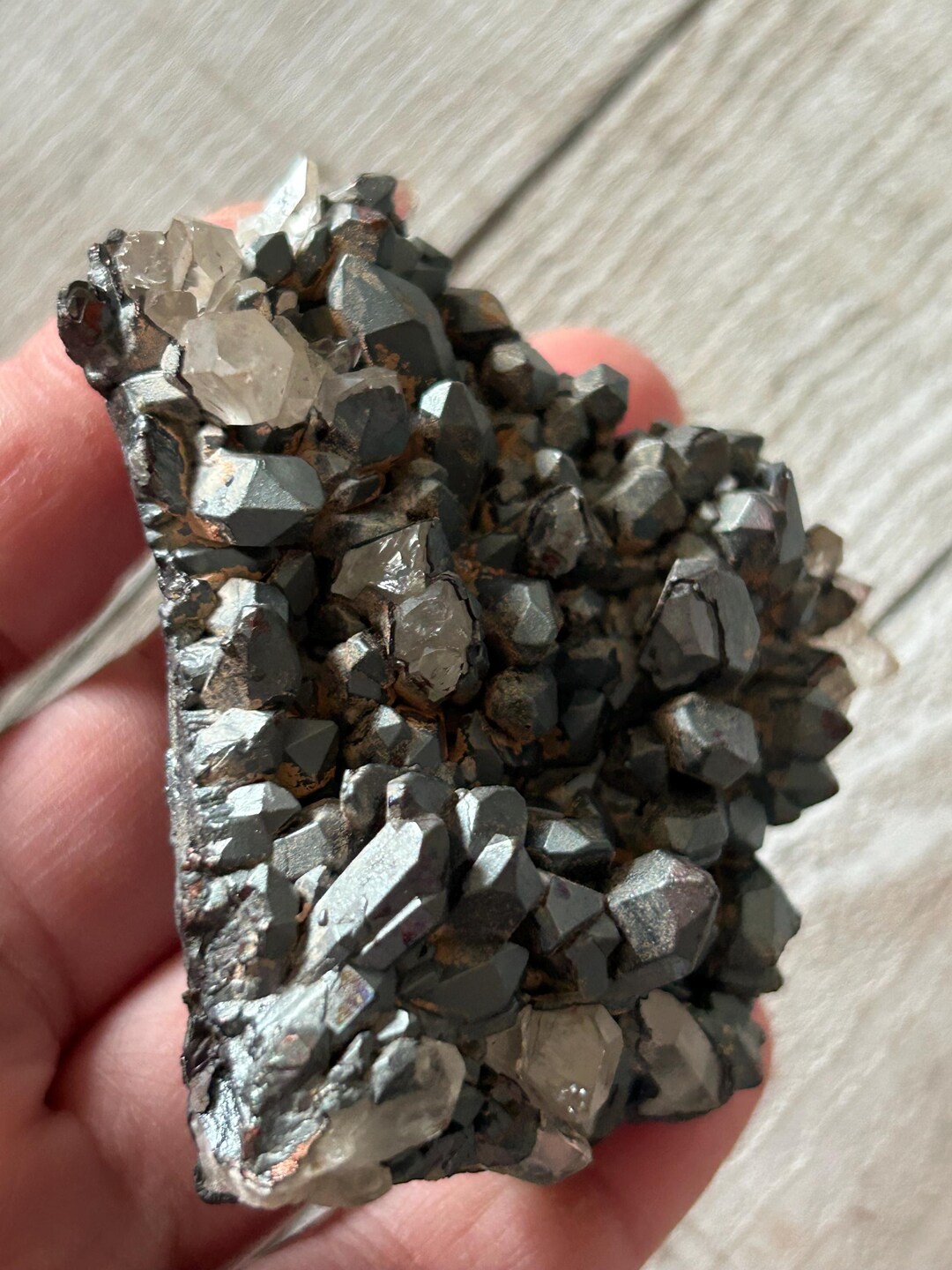 Rainbow Goethite on Quartz Plate AKA Blacknite of Covellite and Bornite ...