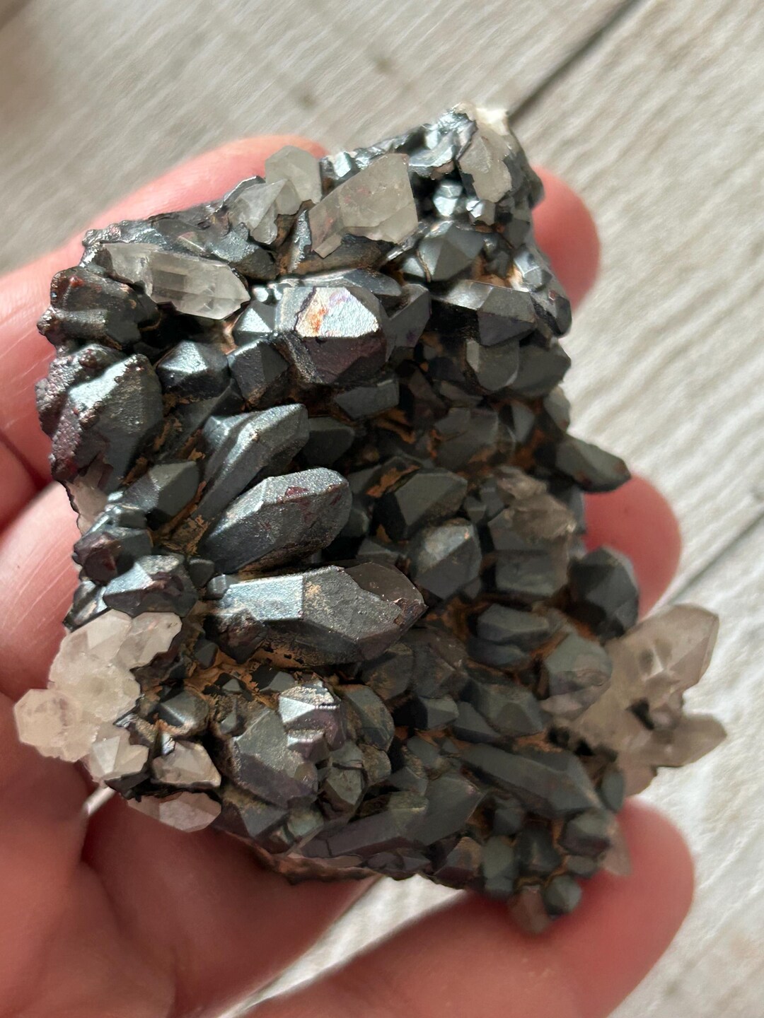 Rainbow Goethite on Quartz Plate AKA Blacknite of Covellite and Bornite ...