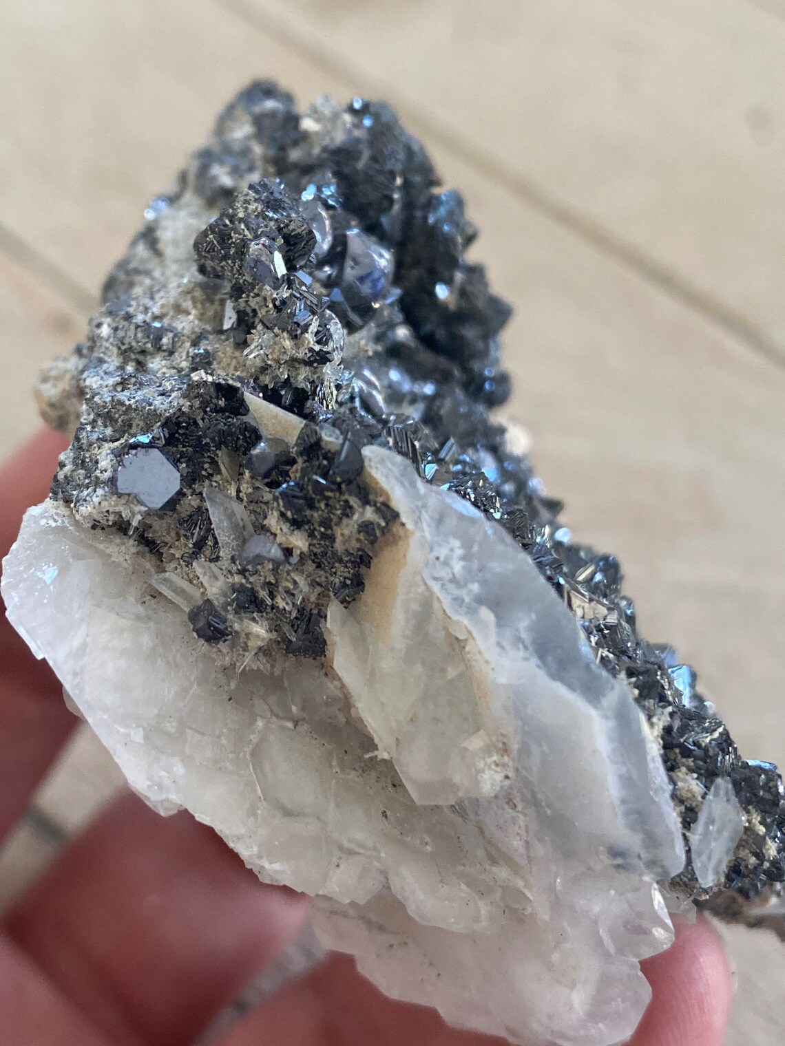 Sparkly Black Sphalerite With Bladed Calcite and Galena From - Etsy