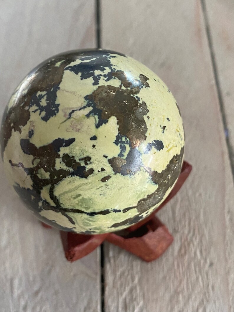Peruvian Serpentine With Pyrite Orb and Stand Serpentine - Etsy