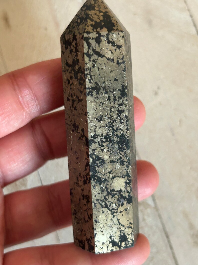 Apache Pyrite Tower Pyrite With Black Magnetite and Quartz Point Pyrite ...