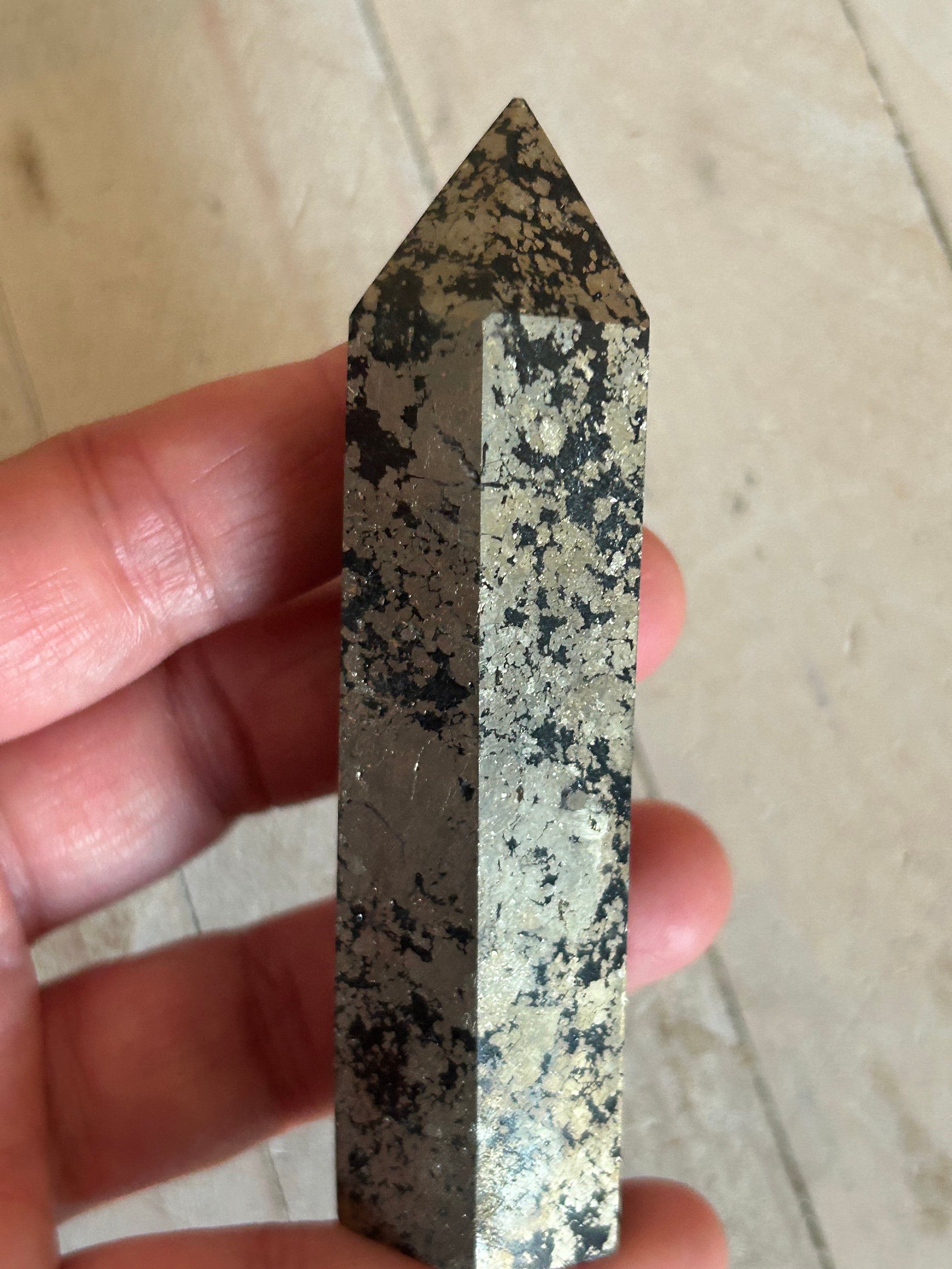 Apache Pyrite Tower Pyrite With Black Magnetite and Quartz Point Pyrite ...