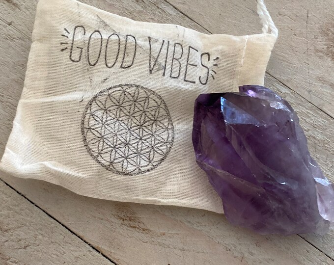 Good Vibes Amethyst Point Crystal Pouch Beautiful Amethyst - Etsy