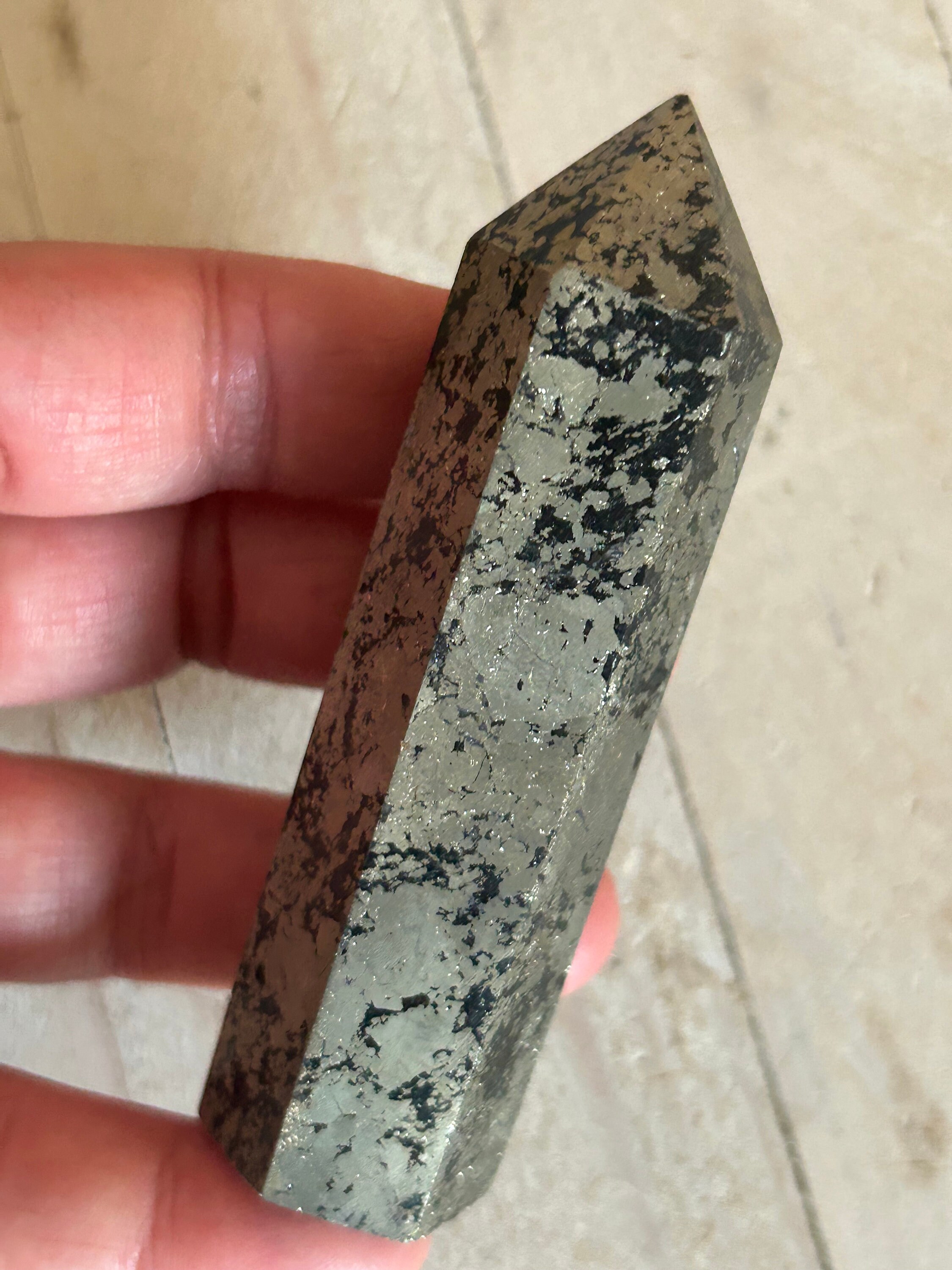 Apache Pyrite Tower Pyrite With Black Magnetite and Quartz Point Pyrite ...