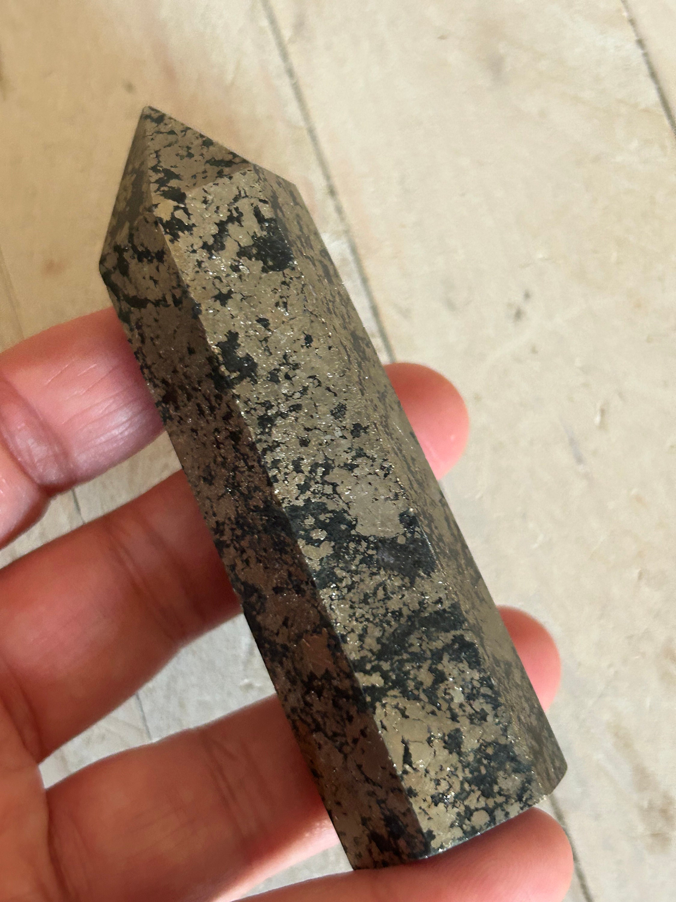 Apache Pyrite Tower Pyrite With Black Magnetite and Quartz Point Pyrite ...