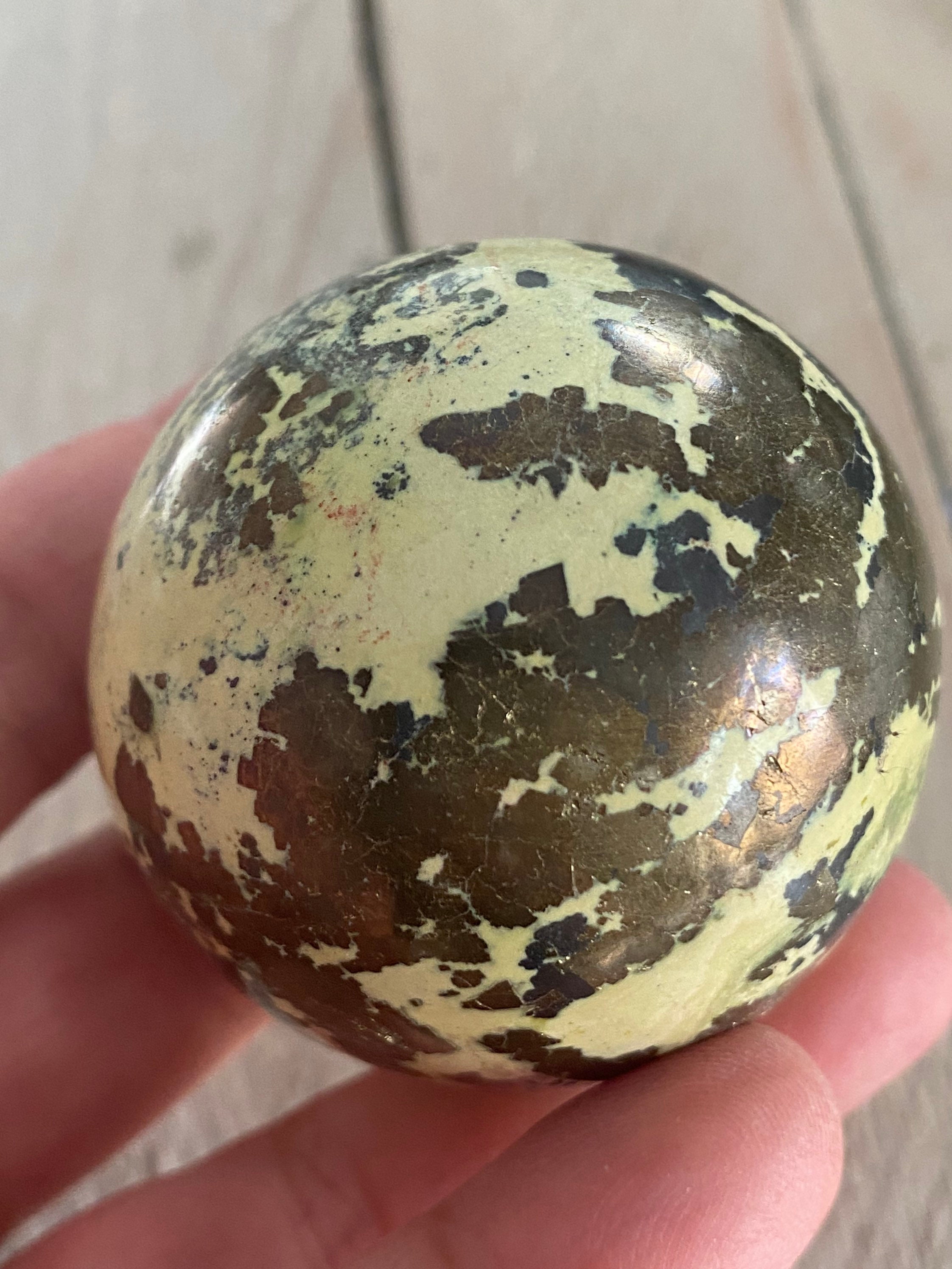 Peruvian Serpentine With Pyrite Orb and Stand Serpentine - Etsy