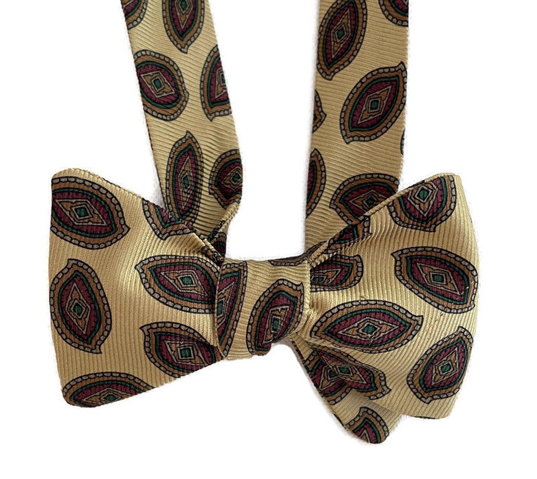 Men's Silk Bow Tie - Golden Nugget - One-of-a-kind - Handcrafted - Self ...