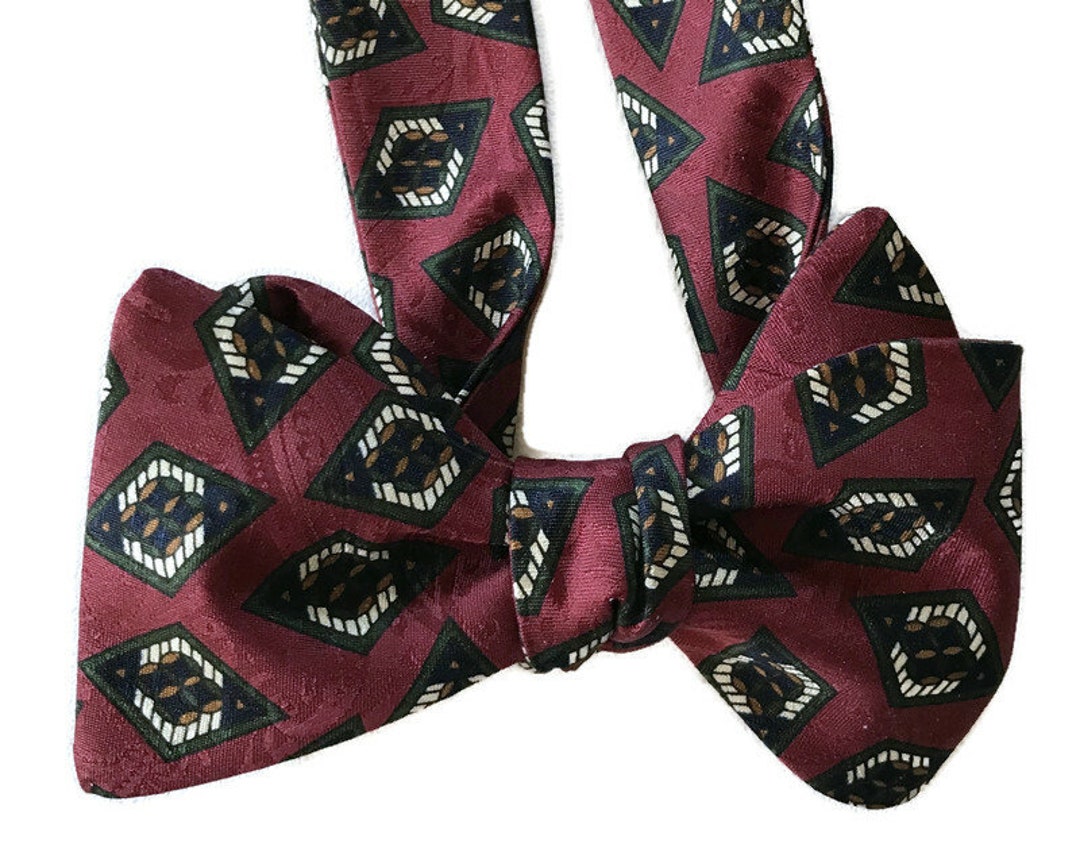 Men's Silk Bow Tie - Old School - One-of-a-kind, Handcrafted - Self-tie ...