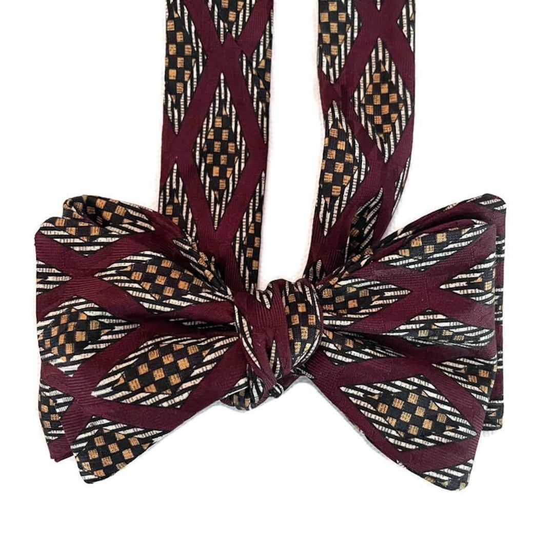 Silk Bow Tie for Men - London - One-of-a- Kind, Handcrafted - Pre-tied ...