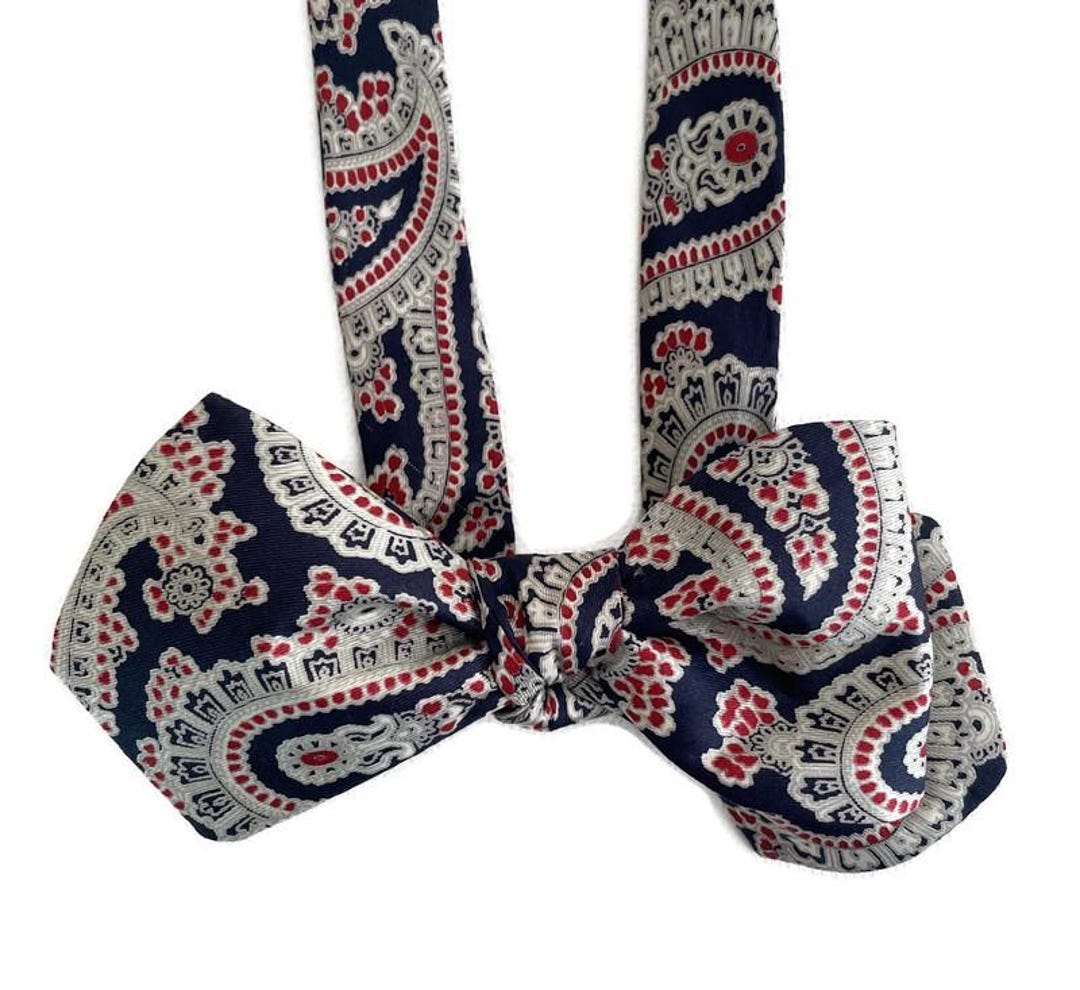Men's Silk Bow Tie - Modern Vintage - One-of-a-kind, Handcrafted ...