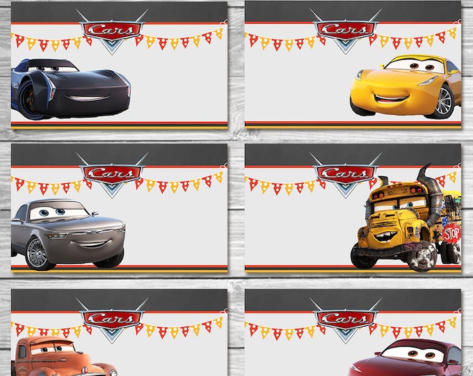 Disney Cars 3 Food Tents Chalkboard Set 3 Cars Food Label Disney Cars ...