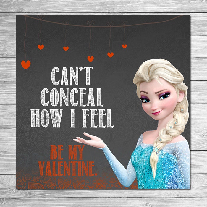 Printable Frozen Valentine's Day Card - Elsa Chalkboard // Valentines ...
