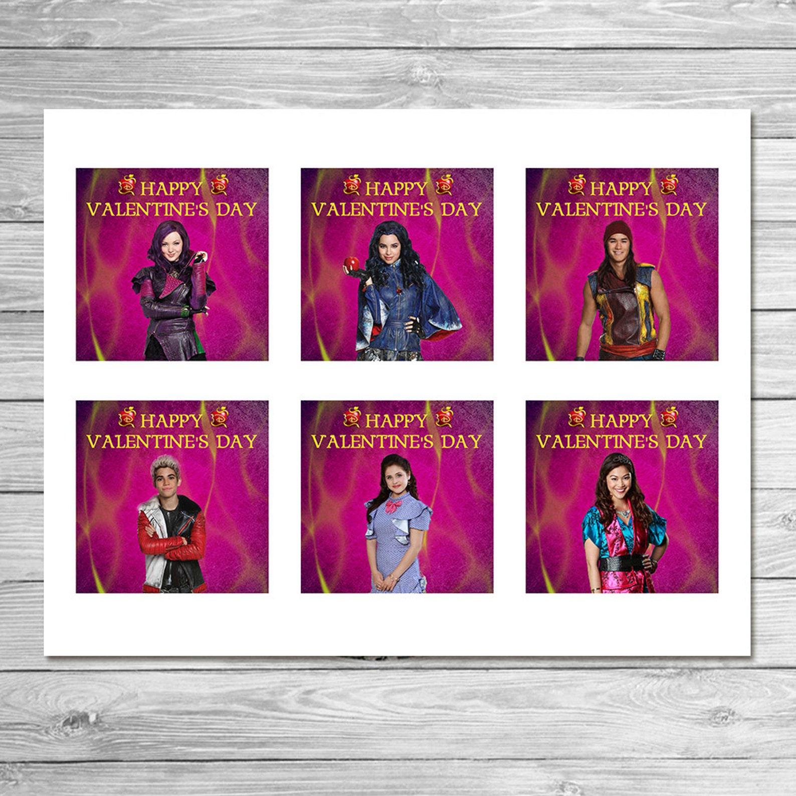 The Descendants Valentine's Day Cards Pink Purple/ the - Etsy