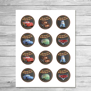 Disney Cars Cupcake Toppers Chalkboard - Cars Stickers - Disney Cars ...