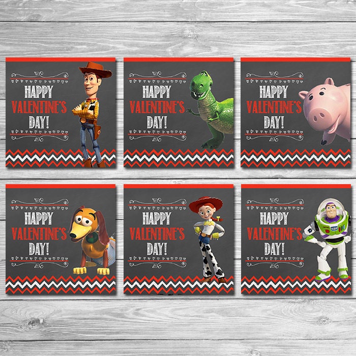 Printable Toy Story Valentine's Day Cards - 6 Pack Chalkboard Value ...