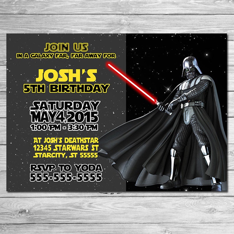 Star Wars Invitation Darth Vadar Star Wars Birthday - Etsy Star Wars Invitation Darth Vadar Star Wars Birthday - Etsy